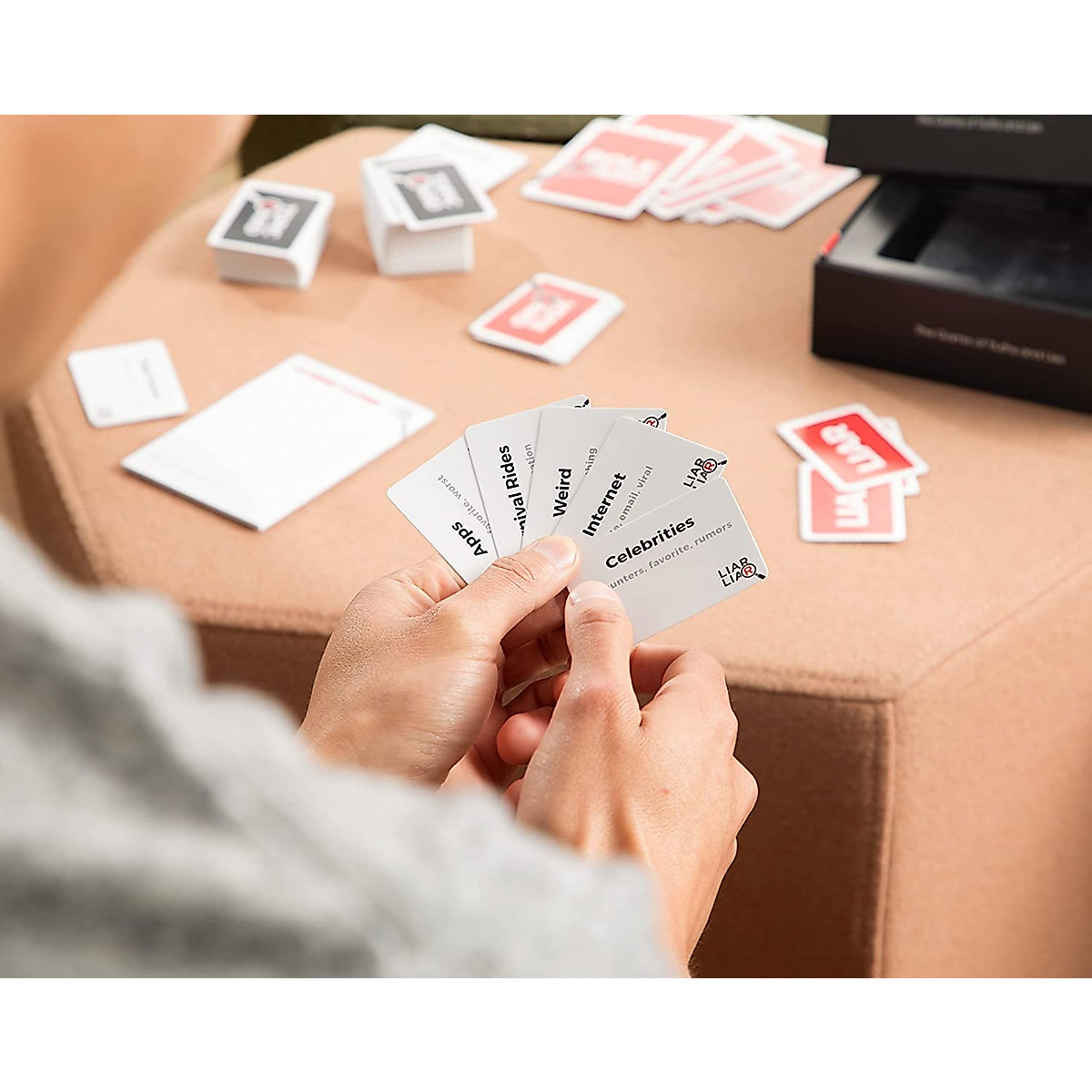 LIAR LIAR Party Game - The Family Card Game of Truths and Lies - for Kids, Tweens, Teens, College Students, Adults, Friends and Families - Perfect for Fun Parties and Board Games Night with your Group