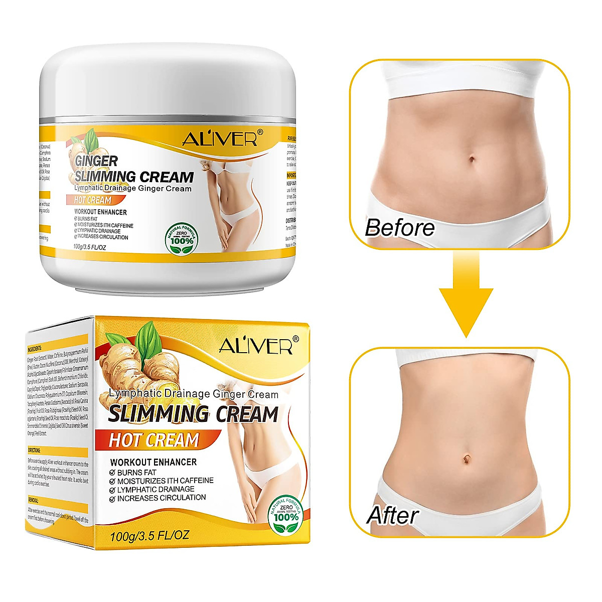 VOGSIG Anti Cellulite Slimming Cream Gel, Hot Cream, Ginger Fat Burning Weight Loss Full Body Fat Burning Cream for Belly, Perfect for Cellulite, Soothing, Relaxing, Tightening & Slimming