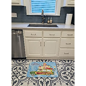 Caroline's Treasures CK2464RUG Merry Christmas Red Staffie Bull Terrier Machine Washable Memory Foam Mat, Bathroom Rug, Non-Slip Bath Mat, Durable Thick Washable Rugs for Kitchen, Bathroom Quick Dry,