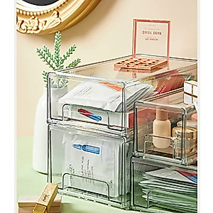 AYOTEE Medium Refrigerator Drawer Organizer Bins, 1 Pack Plastic Storage Drawers Stackable Refrigerator Organizer Bins, Clear Stackable Storage Bins with Drawers for Fridge, Freezers, Make-up