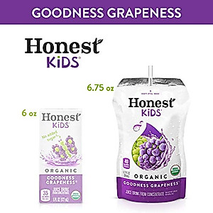 Honest Kids Goodness Grapeness, Grape Organic Fruit Juice Drink, 6.75 fl oz (32 Pack)