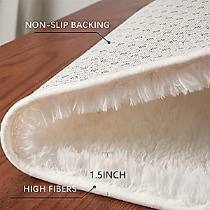 YQQRIGRO 8x10 Feet Rugs for Bedroom, White Super Soft Shaggy Rugs Fluffy Carpets, Indoor Modern Plush Area Rugs for Living Room Dorm Kids Room, Fuzzy Non-Slip Rugs for Kids Boys Girls