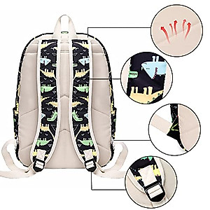 CM C&M WODRO Kids Backpack for Boys Girls Dinosaur School Backpack with Lunch Box Pencil Case Lightweight Waterproof BookBag Set (Blue)