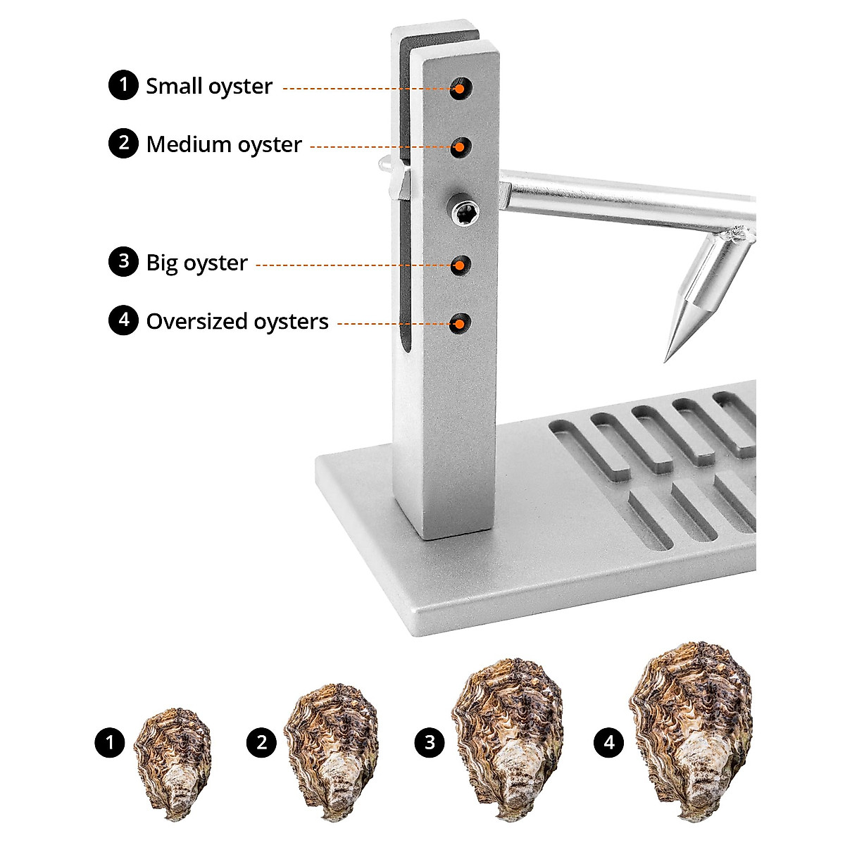QWORK Oyster Shucker Machine Set - Oyster Shucker Tool, Adjustable Stainless Steel Oyster Opener Tool with Aluminum Alloy Base, Suction Cups, G-Clip, Knives, and Cut-Resistant Gloves