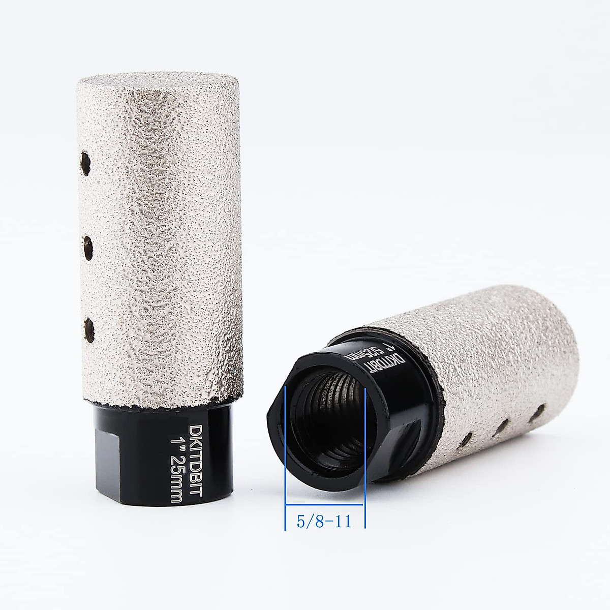 Diamond Coated Finger Bit, 1" Tile Milling Bit to Enlarge Grind Polish Shape Holes on Porcelain Ceramic Marble Granite Tile Countertop, with 5/8-11 Thread to 3/8" Hex Shank Adapter, Diameter 25mm