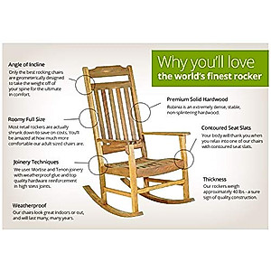 World's Finest Rocker Outdoor Rocking Chair - Wood Painted Glossy Black, Cushion Available