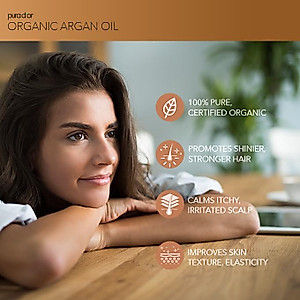 PURA D'OR 4 Oz ORGANIC Moroccan Argan Oil - USDA Certified 100% Pure & Cold Pressed Virgin Premium Grade Natural Moisturizer Treatment For Dry, Damaged Skin, Hair, Face, Body & Scalp - Men & Women