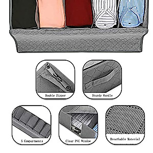 XIDAJIE Under Bed Storage Bags Container, Adjustable Dividers Storage Bag with Lids Under Bed Multifunction Foldable Organizer Storage Box Bins for Clothes Boots Toys Comforters
