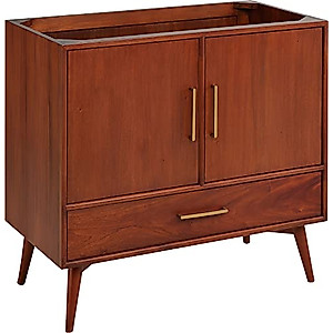 Signature Hardware 953364-36-RUMB-8 Novak 36" Free Standing Single Vanity Set with Mahogany Cabinet, Vanity Top and Rectangular Undermount Vitreous China Sink - 8" Faucet Holes