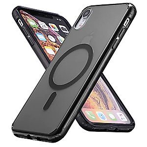 Tigowos Translucent Magnetic Phone Case for iPhone XR with MagSafe Wireless Charging Anti-Yellow Anti-Fingerprint Shockproof Protective Case for iPhone XR(6.1")， Black