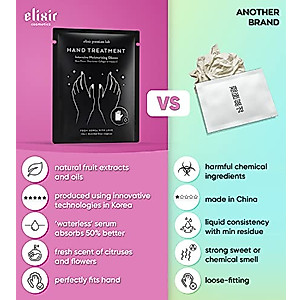Moisturizing Hand Mask for Dry Cracked Hands & Nails - Hydrating Spa Treatment - Korean Collagen Gloves with Natural Plant Extracts - Nourishing Skin Care Gift with Shea Butter for Women & Men by Elixir