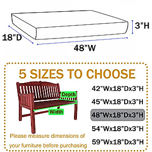 amberr Outdoor Bench Cushion 48 x 18 Inch Waterproof Patio Furniture Cushions,Bench seat Cushion with Adjustable Straps, Outdoor/Indoor Porch Swing Cushions with Ties (Kahaki, 48"x18"x3")