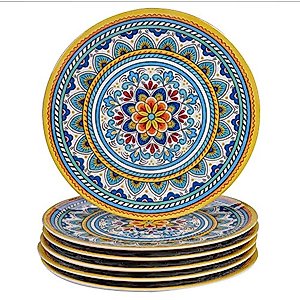 Certified International Portofino 11" Melamine Dinner Plate, Set of 6, Multi Colored