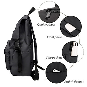 UPPACK Black Bookbag Lightweight Backpack for School Girls Middle School Bag for Boys teen Cute Aesthetic Bookbag High School for Students bag for Women Waterproof Casual Daypack for Men