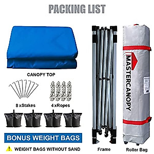 MASTERCANOPY Durable Ez Pop-up Canopy Tent with Roller Bag (10x10, Blue)