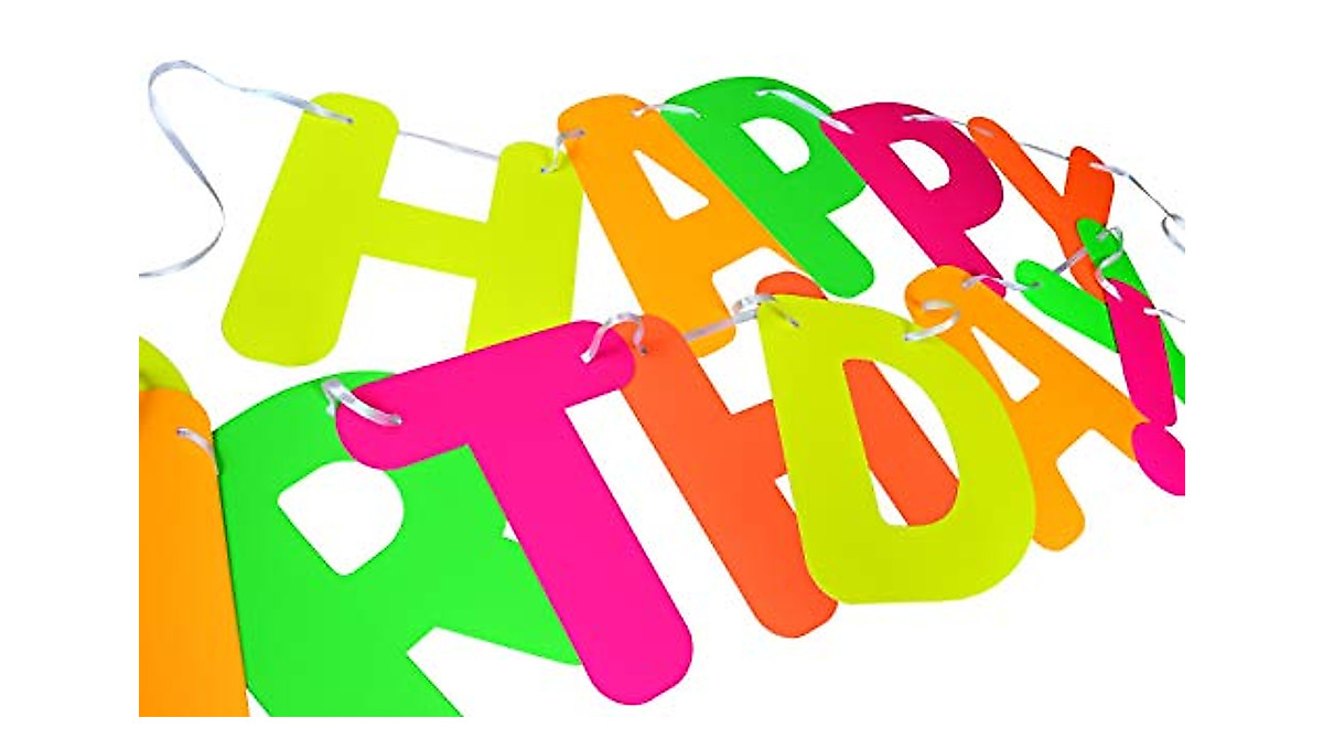 Neon Happy Birthday Banner | Black Light Reactive Glow Party