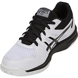 ASICS Kid's Upcourt 3 Grade School Volleyball Shoes, 1.5, White/Black