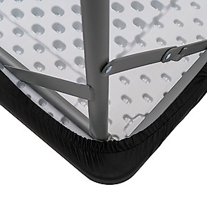 NEWISHER Square Fitted Table Cover Black Cocktail Topper Spandex Stretchable Table Top Tablecloth 36 x 36 Inch