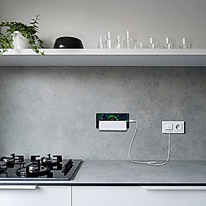 2pcs Adhesive Wall Mount Phone Holder Mobile Phone Charger Socket Pocket Multi-Purpose Phone Charging Dock Damage Free Storage Box Perfect for iPhone Smartphone Mini Table Remote Control (White)