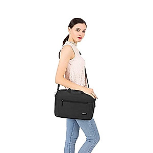 MOSISO Laptop Shoulder Messenger Bag Compatible with MacBook Air/Pro,13-13.3 inch Notebook,Compatible with MacBook Pro 14 2023-2021 A2779 M2 A2442 M1 with Adjustable Depth at Bottom, Black