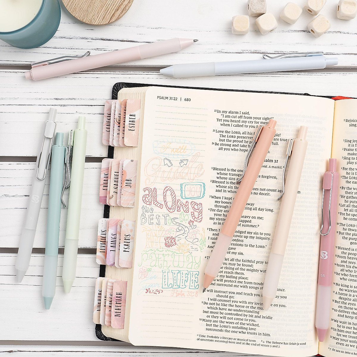 BLIEVE - Pastel Colored Gel Pens With Cool Matte Finish, Aesthetic and Cute Pens With Smooth Writing For Journaling And Bible Note Taking No Bleed Through, Cute School Supplies 8 Pack