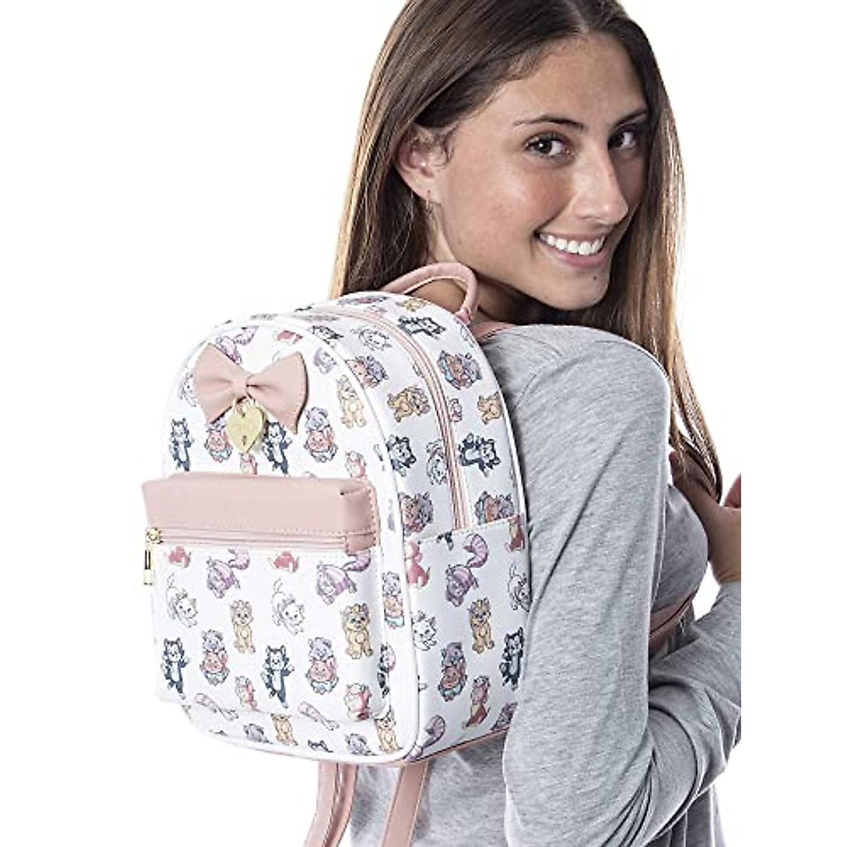 Disney Cats Saffiano Faux Leather Tote Bag Mini Backpack