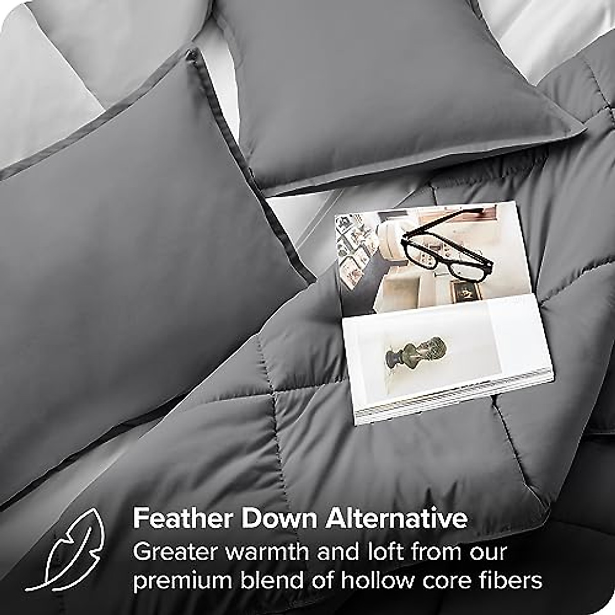Bare Home Comforter Set - Twin Extra Long Size - Ultra-Soft - Goose Down Alternative - Premium 1800 Series - All Season Warmth (Twin/Twin XL, Grey)