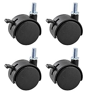 BokWin 4 Pcs 1.5" Nylon Plastic Replacement Caster Swivel Furniture Wheels with Brakes for Office Chair, Game Chair, Kitchen Shelf, Sofa(Stem Diameter 5/16”)