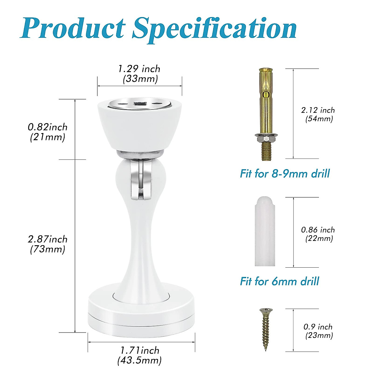 Magnetic Door Stop, White Magnetic Door Stopper Heavy Duty Magnetic Door Holder Catch Stainless Steel Soft-Catch Door Stoppers for Bottom of Door, Doorstop Wall Floor Mount 1 Pack