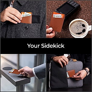 Wallaroo Wallets Slim Leather Card Holder Wallet - Brown, Minimalist, Thin, Front Pocket, Genuine Leather Credit Card Holder for Easy Work and Travel