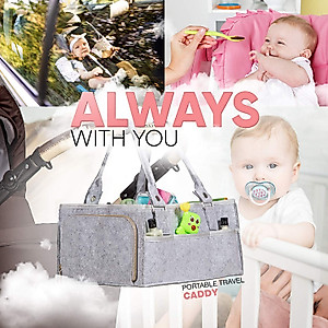 Printbeat Baby Diaper Caddy - Nursery Storage Bin and Car Organizer for Diapers and Baby Wipes and Feeding Bottles Shower Gift (Blue)