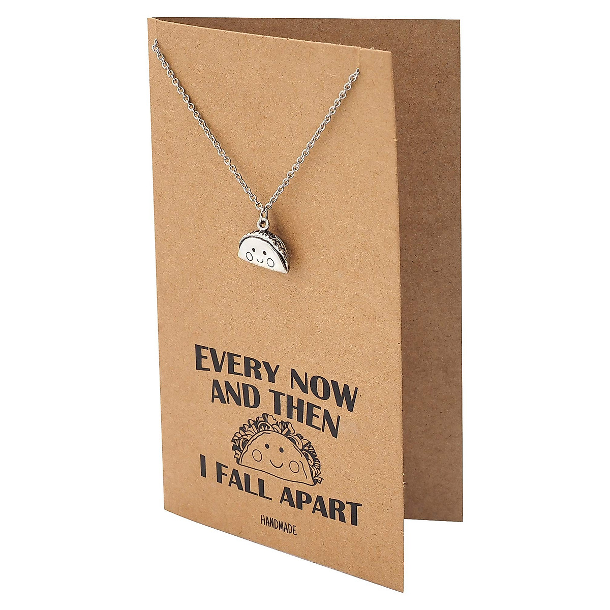 quan jewelry Taco Necklace, Gifts for Foodie Taco Lovers Mexican Food, Spanish Taco, Fall Apart Funny Quote Pendant Charm - Handmade, Rhodium Plated