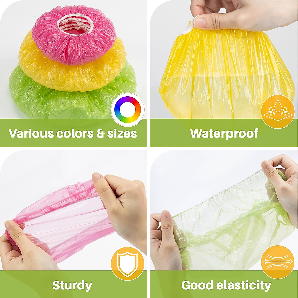 MAQIHAN 80Pcs Bowl Covers Reusable - Plastic Bowl Covers Elastic Reusable Fresh Keeping Bags Food Plastic Wrap Elastic Bowl Covers Reusable Plastic Food Covers Stretch Elastic Food Storage Covers