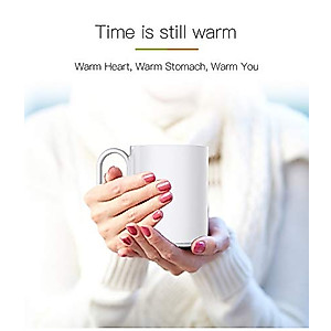 Ebooine Smart Coffee Mug Warmer Self-Heating Cup, 131°F or 104°F Temperature Selection, 12 oz, Black, Fast Wireless Charger Base Automatic Shut Off Function