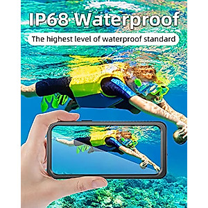 WIFORT iPhone 12 Mini Waterproof Case Built-in Screen Protector Water Resistant Cover Protective Drop Protection Hard, Shockproof Full Body Defender Tough Military Grade - 5.4" Black