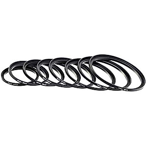 Fotasy Anodized Black Metal Filter Step Up Ring Set, Stepping Lens Adapter Rings 49-52mm 52-55mm 55-58mm 58-62mm 62-67mm 67-72mm 72-77mm 77-82mm (SRU)