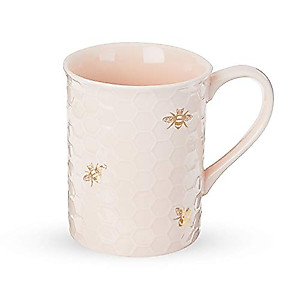 Pinky Up Annette Ceramic Tea Mug and Loose Leaf Tea Infuser, Loos Leaf Tea Accessories, Tea Tumbler Cup, Honeycomb Design, 12 oz