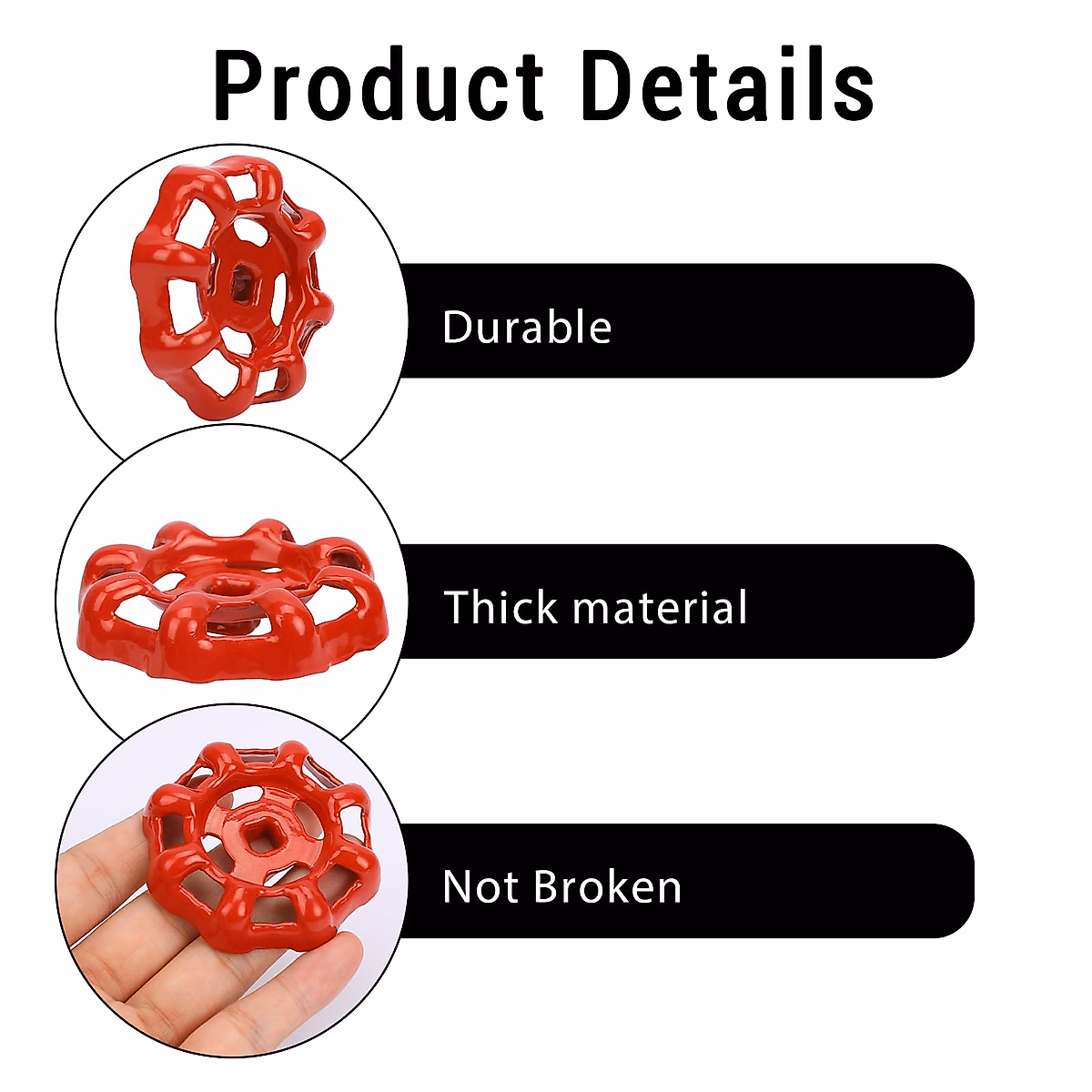 Mozeat Lens 2 Pack Outside Faucet Handles Replacement Faucet Round Wheel Handle Square Stem Hole Hose Bib Handle Cast Iron Water Spigot Handle 9/32inch x 9/32inch (7mm x 7mm)