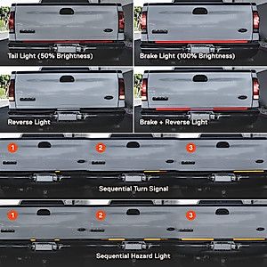 TRUE MODS 60" LED Tailgate Light Bar + Signal Relay Box [Ford F-150 F-250 F-350 Super-Duty till 2018] [Sequential Turn Signal] [Tail & Reverse Light] for Pick-Up Trucks with Tow Package & BLIS