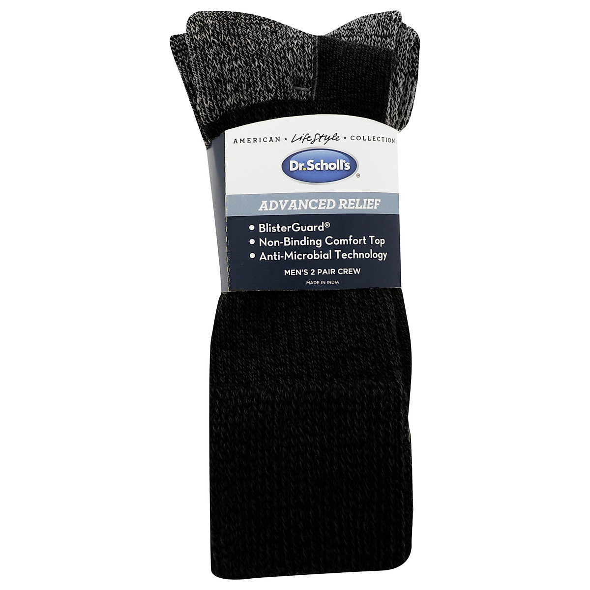 Dr. Scholl's Men's Advanced Relief Blisterguard - 2 & 3 Pair Packs Sock, Black, 7 12 US
