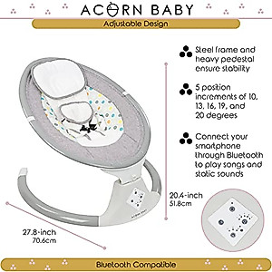 Acorn Baby Electric Baby Swing Remote Control Portable Baby Swing - Baby Rocker Swing with Music Speaker and Net Cover