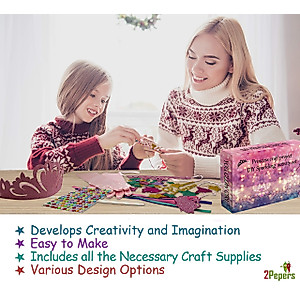 2Pepers Make Your Own Princess Craft Kit, Arts and Crafts for Girls, DIY Princess Dress Up Set, Kids Crafts Project- Cape, Tiara, Wand, Necklace and Gloves, Princess Toys Pretend Play Gifts for Girls