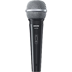 Shure SV100-W Multipurpose Cardioid Dynamic Vocal Microphone with On/Off Switch and 15' XLR-to-1/4" Cable