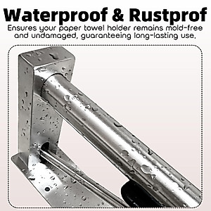 Kitchen Paper Towel Holder - One-Hand Tear Under Cabinet Stick-on Towel Rack for Hanging Paper - First Apartment Essentials Wall Mount Self Adhesive Stainless Steel Papertowel Rack, 1 Pack