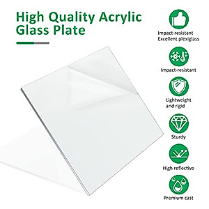 6 Pack Clear Acrylic Sheet 12" x 12"(305 x 305mm) Square Plexiglass Panel 1/8"(3mm) Thick Transparent Plastic Sheets for Sign, Craft, Display Projects, Laser Cutting, Engraving, Painting