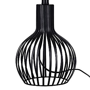 Catalina 23108-001 Farmhouse Metal Cage Base Table Lamp with White Linen Shade, 23", Black