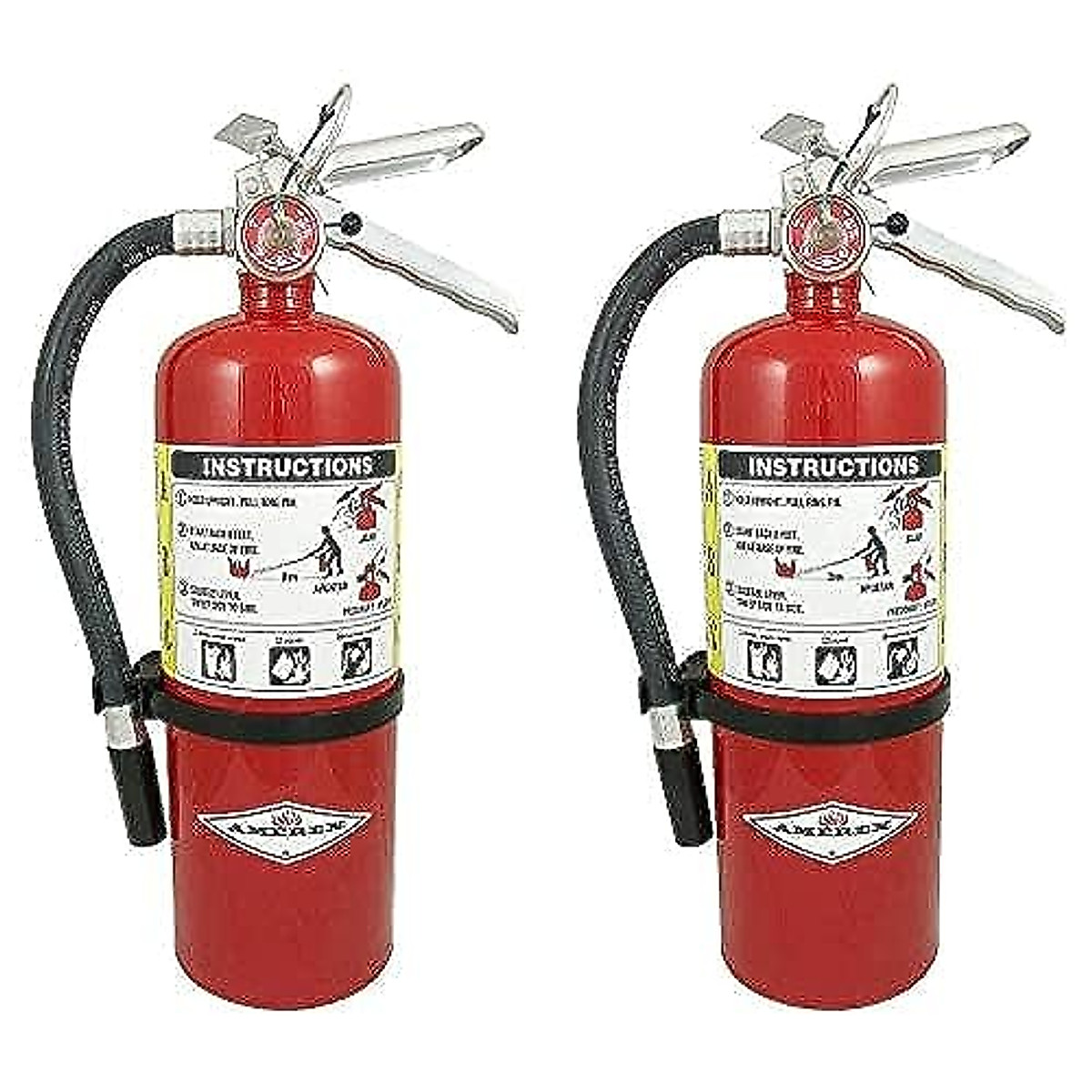 Amerex B402 5 lb. ABC Dry Chemical Class A B C Fire Extinguisher, with Wall Bracket, 2 Pack