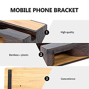 ULTECHNOVO Cell Phone Stand, Wooden Cell Phone Stand with Sound Amplifier Portable Wood Cellphone Dock on Desk Bamboo Bed Stand Mount Cradle Loud Speaker for Phone(Brown)