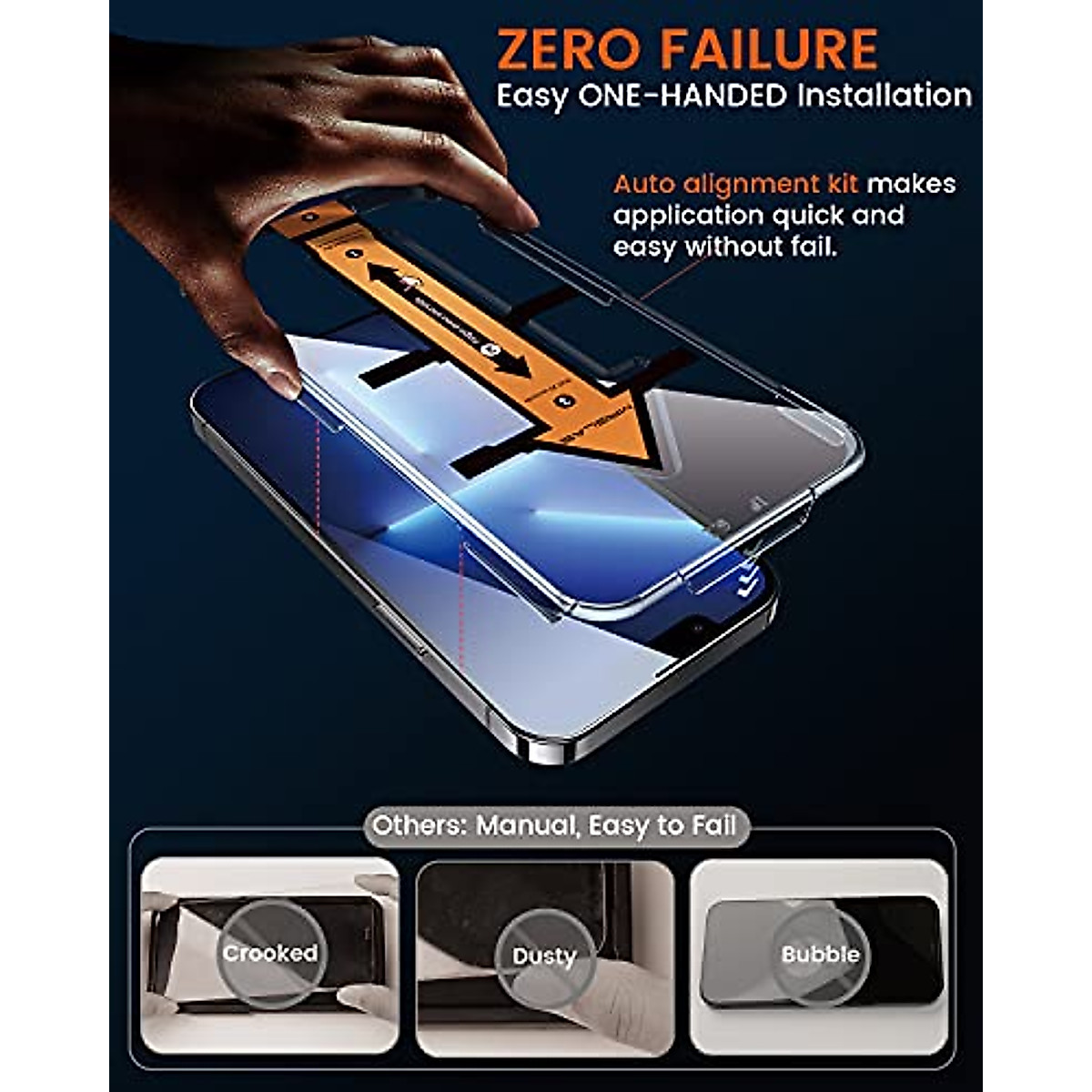 MRGLAS 2-Pack [Auto-Alignment Kit] Screen Protector for iPhone 13 Pro Max/ 14 Plus 6.7" [10X Military Grade Protection] iPhone 13 Pro Max/ 14 Plus Diamond Hard Tempered Glass Film Case-Friendly