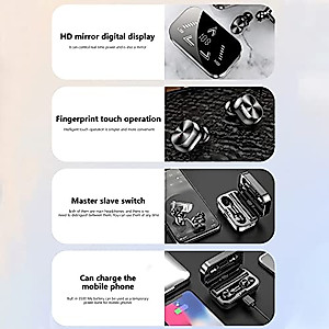 LADIGASU LED Digital Display Bluetooth Headset Intelligent Touch Operation Mini Bluetooth 5.2 Binaural in-Ear Sports Waterproof Noise Cancellation Wireless Earbuds